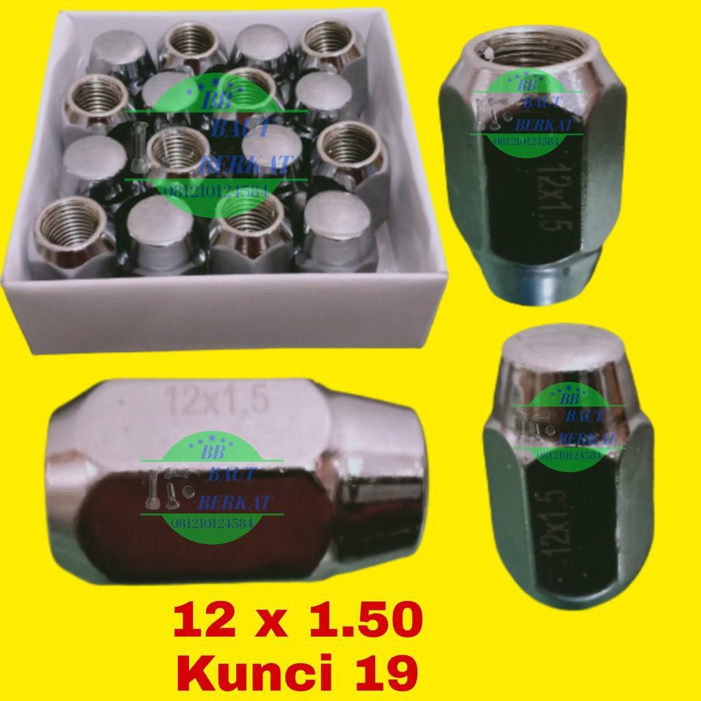 Jual mur baut roda velg ban mobil lugnut lug nut ukuran 12 x 1.50 kunci ...