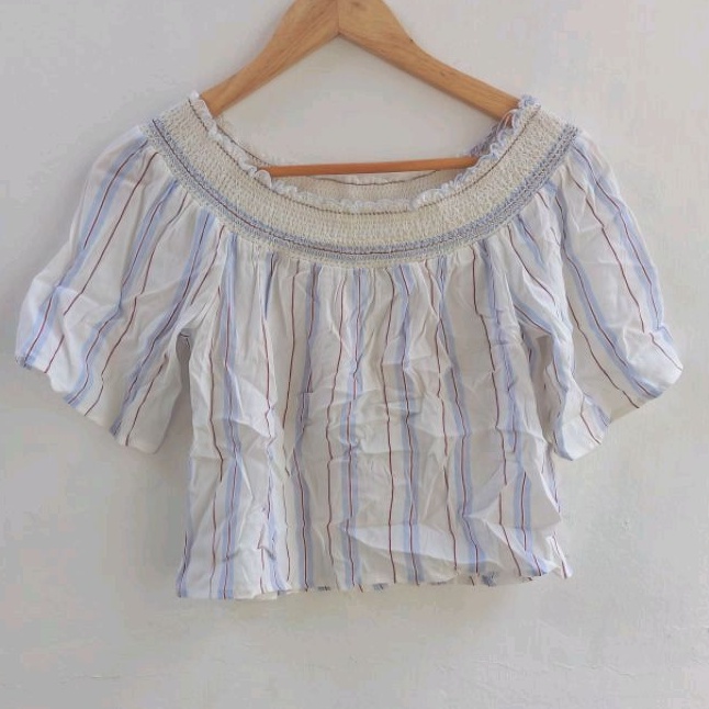 Jual PULL&BEAR BLOUSE SABRINA STRIPES BARU ASLI ORIGINAL | Shopee Indonesia