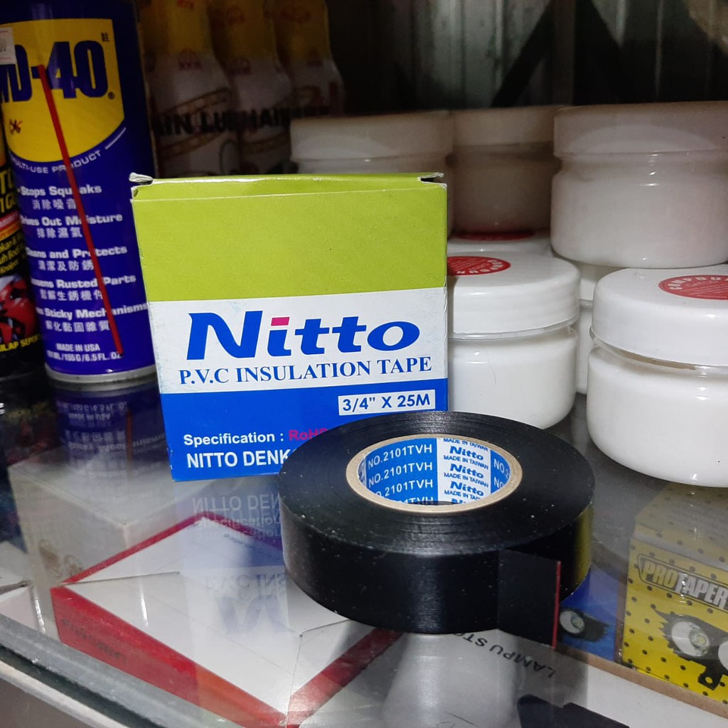 Jual Lakban Listrik Nitto Pvc 18Mm X 25M Hitam Isolasi Kabel Listrik ...