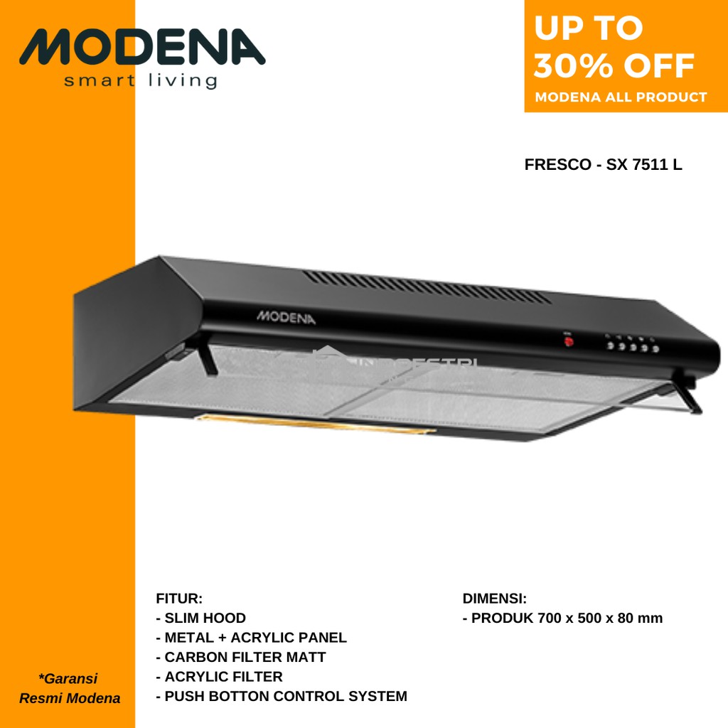 Jual Slim Hood Modena SX 7511 L / Cooker Hood Modena SX 7511 L Fresco (70 cm) | Shopee Indonesia