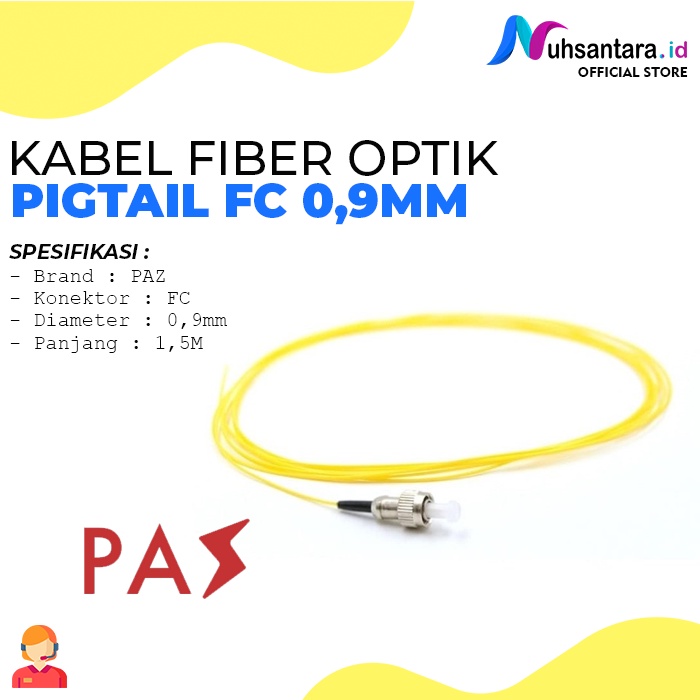 Jual Kabel Fiber Optic Pigtail 0.9mm FC Single Mode G657 A Merek PAZ ...