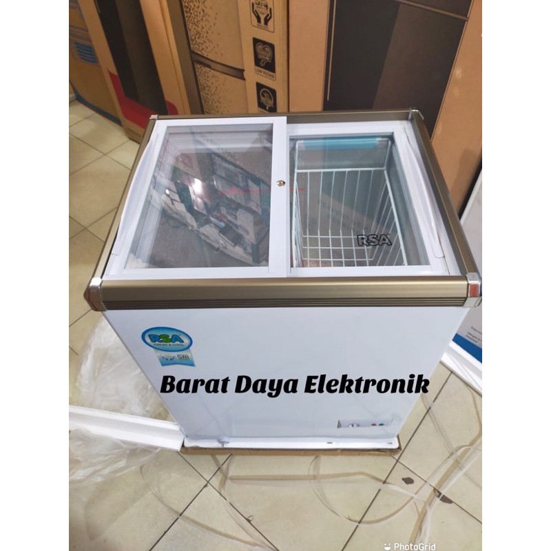 Jual FREEZER KACA RSA XS 110 CHEST FREEZER BOX SLIDING 100 LITER LEMARI ...