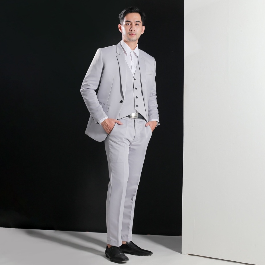 Jual GOLDY - Setelan Jas Celana & Rompi Pria - Peaky Series Silver ...