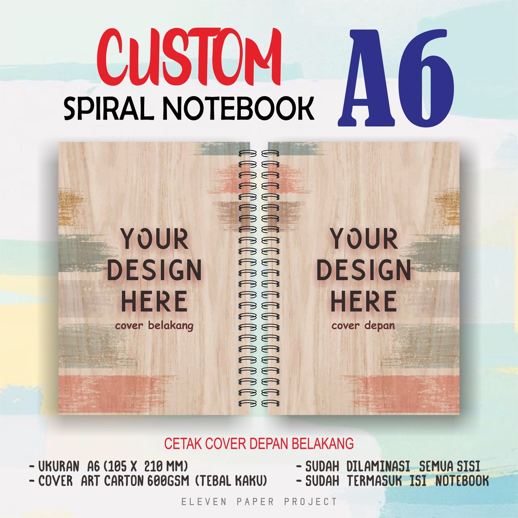 Jual NOTEBOOK SPIRAL CUSTOM SEMI HARD COVER / Block Note Custom A6 ...