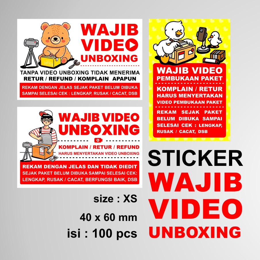 Jual STICKER WAJIB VIDEO UNBOXING (100 pcs) size XS 4x6 cm | Shopee ...