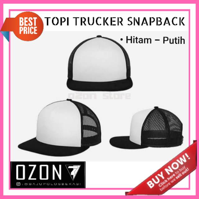 Jual Topi Polos Snapback Jaring Trucker Hitam Putih | Shopee Indonesia