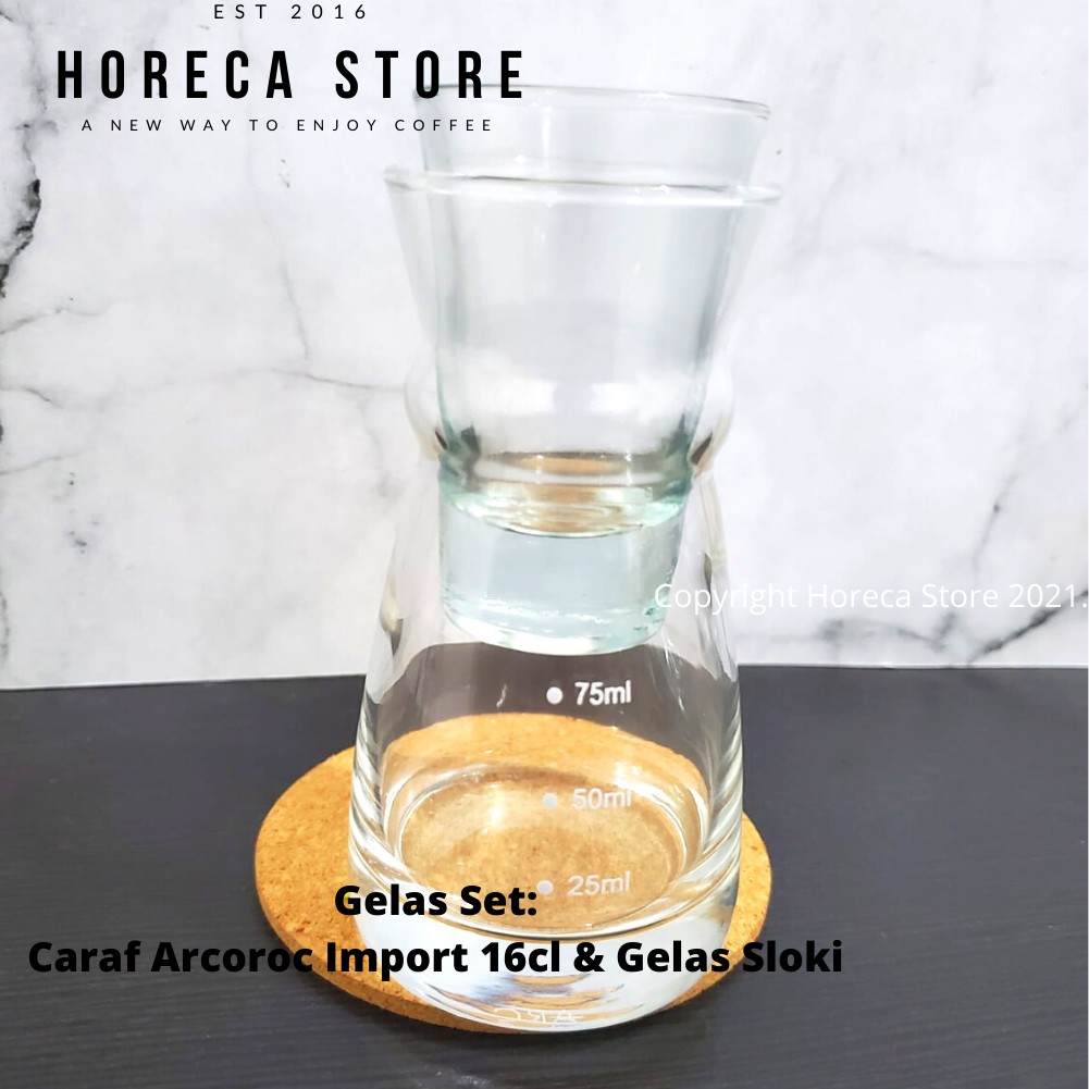 Jual Set Gelas Carafe 160ml dan Shotter Glass 40ml / Carafe Saji V60 ...