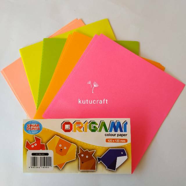 Jual Kertas origami timbal balik 12x12 dan 21x21 Sidu warna stabilo ...