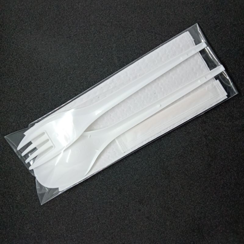 Jual Catering Set / Paket Sendok Garpu Makan Plastik Set (Putih Suapi ...