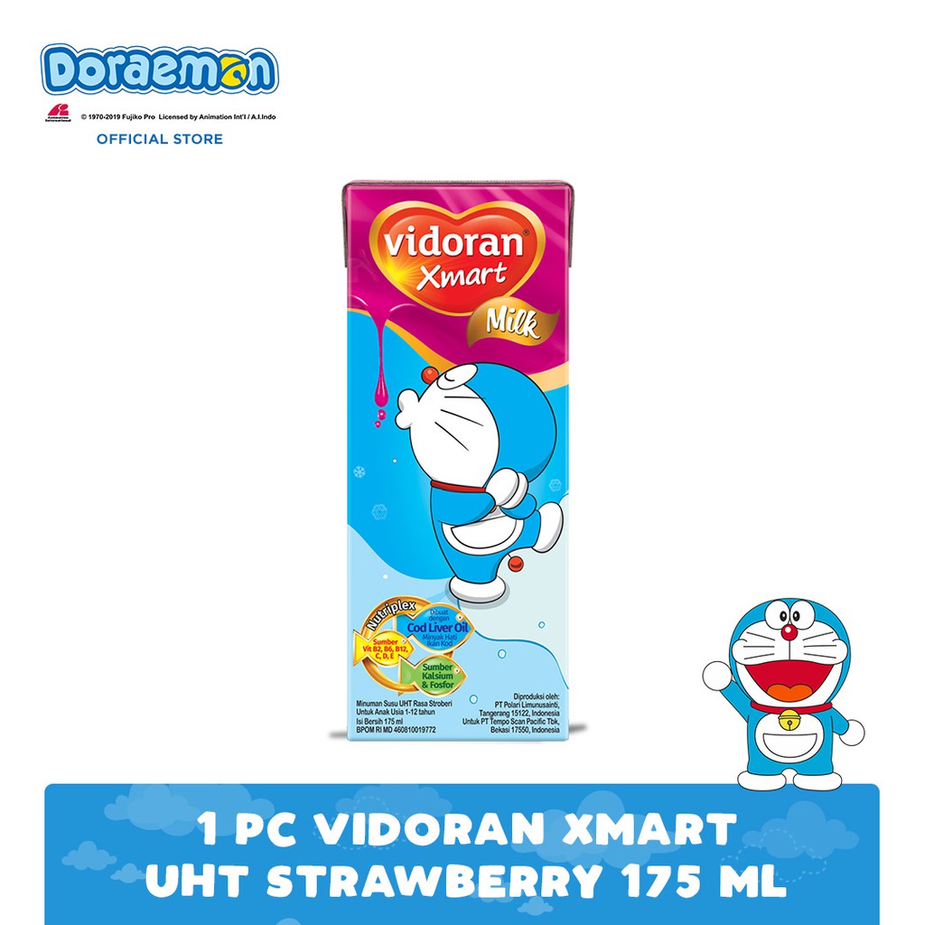 Jual 1 Pc - Doraemon Vidoran Xmart UHT Milk Strawberry 175 mL | Shopee ...