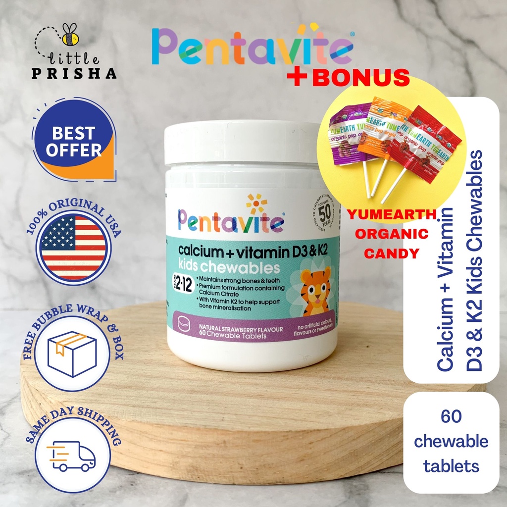 Jual Pentavite - Calcium + Vitamin D3 & K2 Kids Chewables | Shopee ...