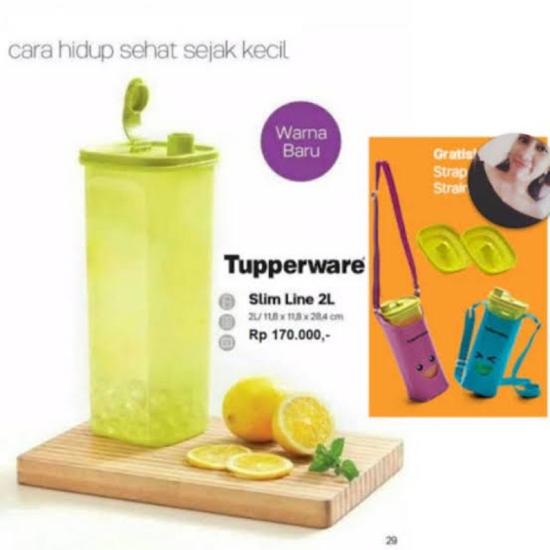 Jual Tupperware Slim Line 2L free tas (1pcs) | Shopee Indonesia