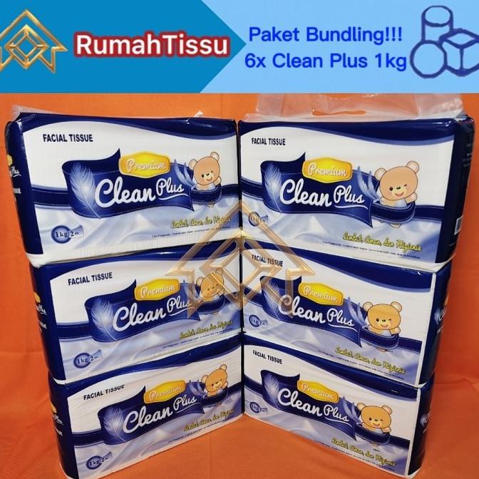 Jual Paket Bundling 6 Pack Premium Tisu Clean Plus Facial Tissue 1kg ...