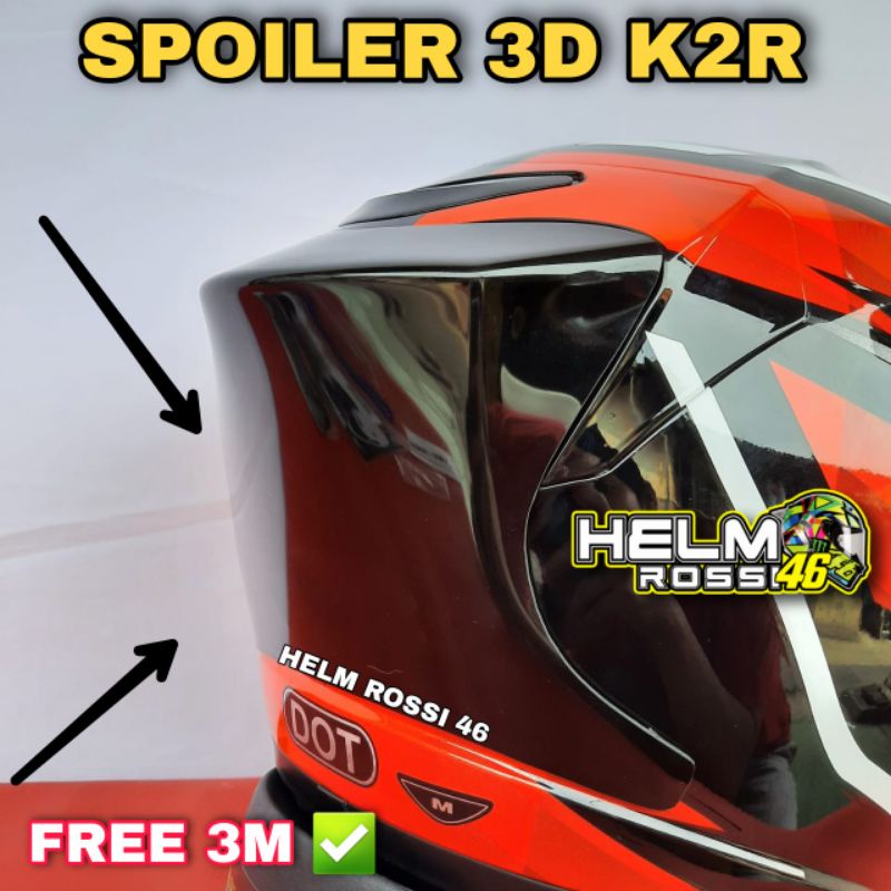 Jual Spoiler Helm KYT K2R K2RIDER K2 R K2 RIDER Model 3D Hitam Dan ...