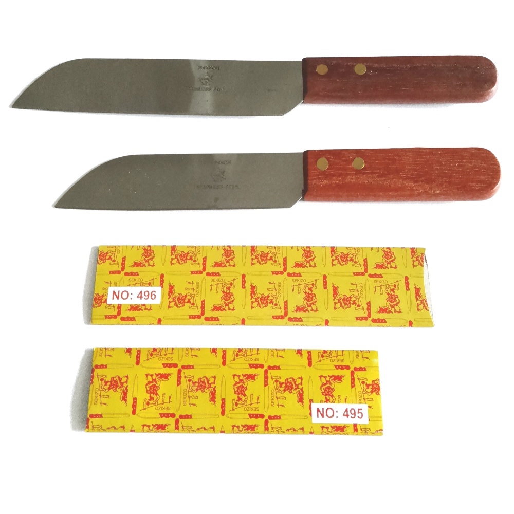 Jual Pisau dapur stainless steel gagang kayu merek Hakko | Shopee Indonesia