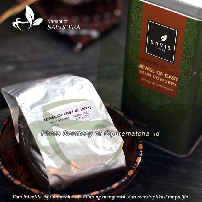 Jual SAVIS TEA - PREMIUM GUNPOWDER JEWEL OF EAST KALENG 100GR GREEN TEA ...
