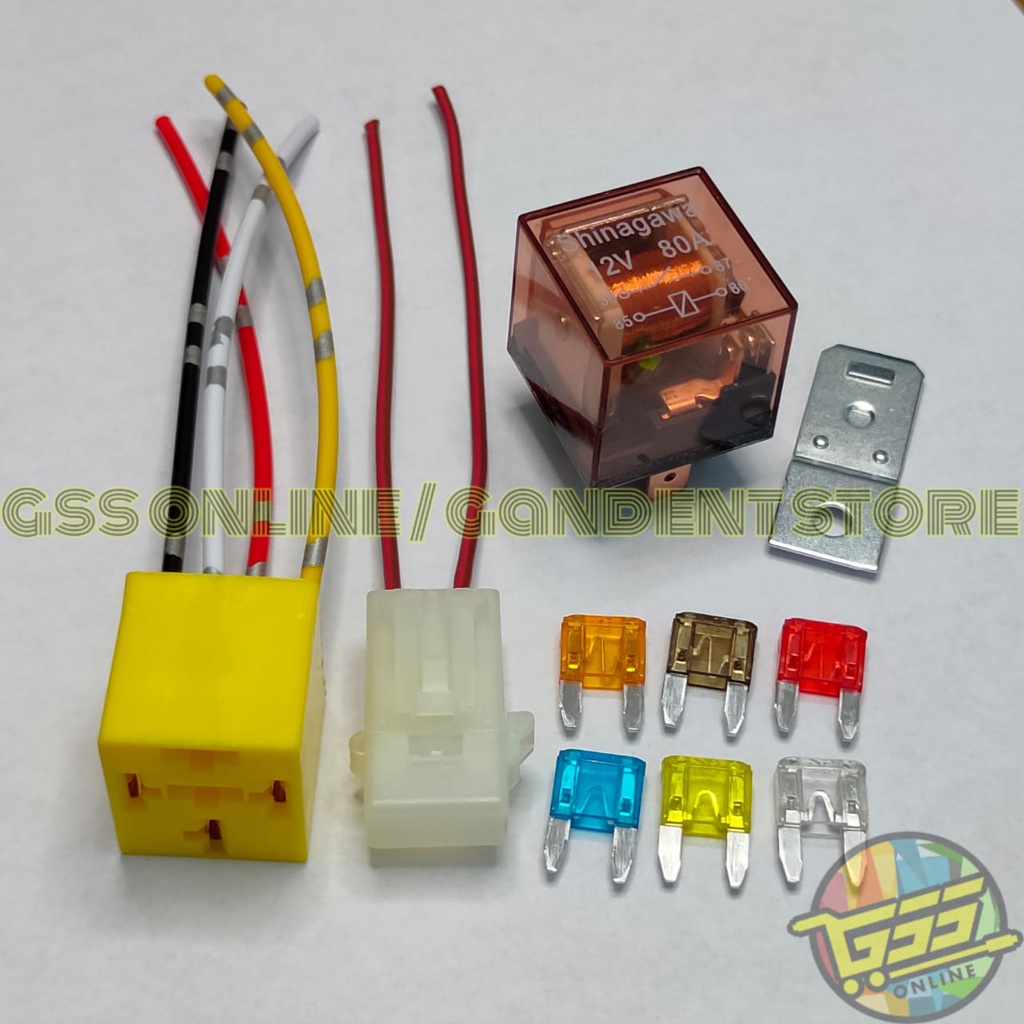 Jual Paket lengkap Relay 4 kaki 12v 80a kaki 4 socket relay kaki 4 dan ...