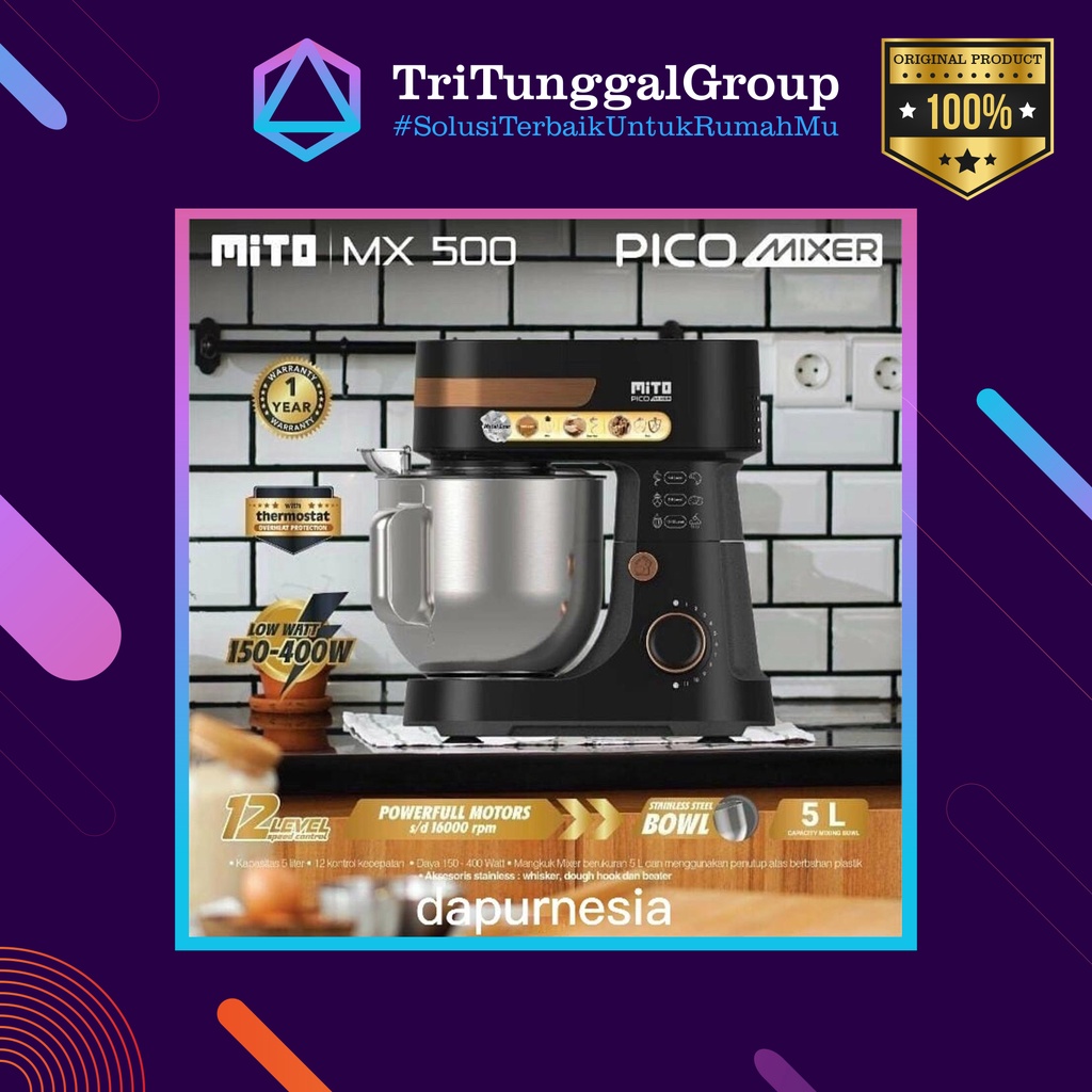 Jual (BAYAR DI TEMPAT) Mito Stand Mixer MX500 / MIXER MITO MX500 / MX-500 / MX 500 Kapasitas 5 ...