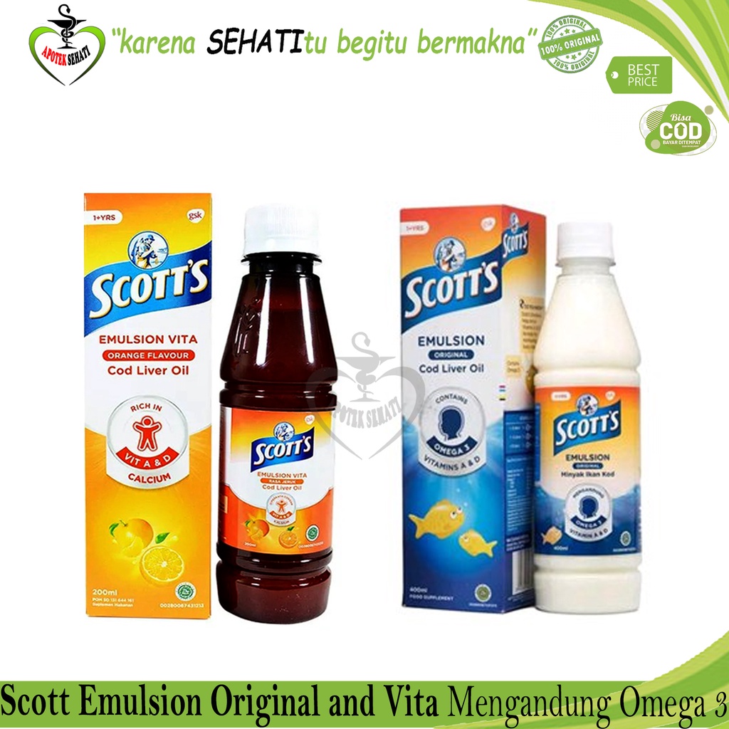 Jual Scotts Emulsion Suplemen Multivitamin Minyak Ikan Kod Omega 3 ...