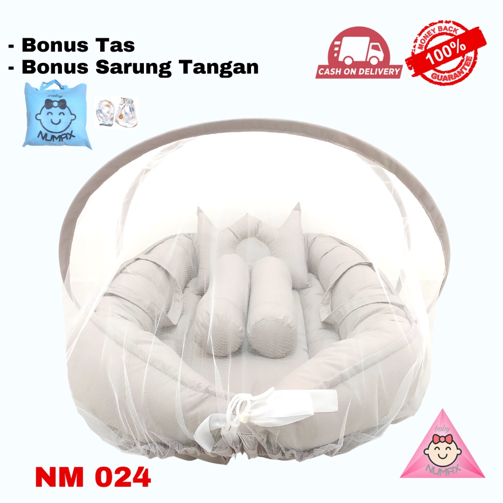 Jual KASUR BAYI PREMIUM MOTIF POLOS ABU BERKELAMBU / TEMPAT TIDUR BAYI ...