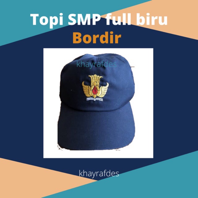 Jual Topi sekolah SMP full biru logo bordir | Shopee Indonesia