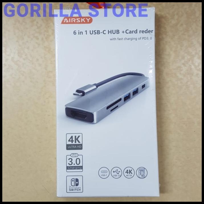 Jual Airsky 6 In 1 Usb-C Hub + Card Reder | Shopee Indonesia