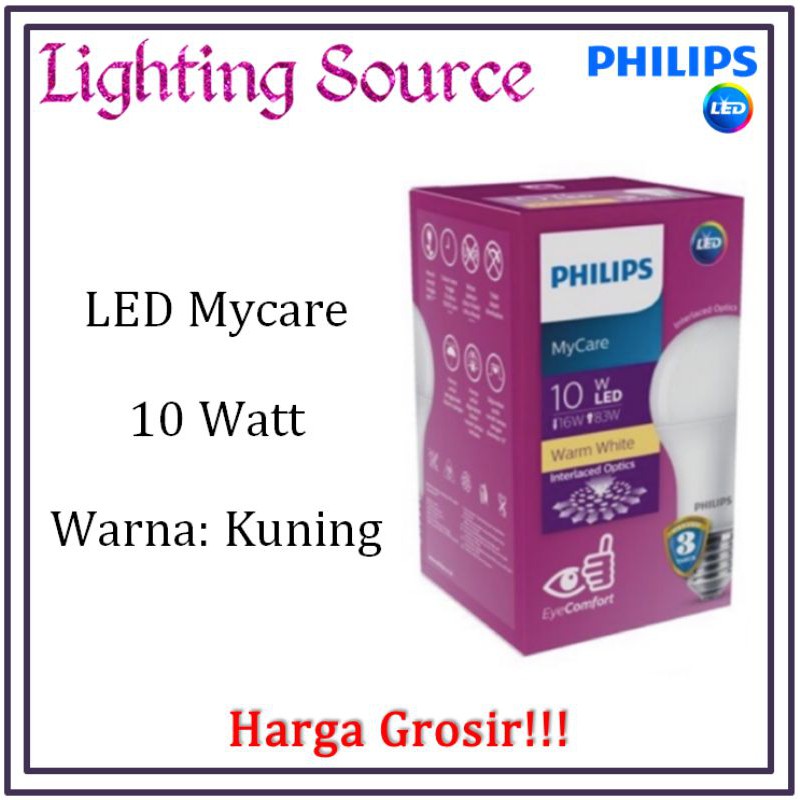 Jual LED PHILIPS MYCARE 10 WATT 10W 10 W KUNING (WARM WHITE) | Shopee Indonesia