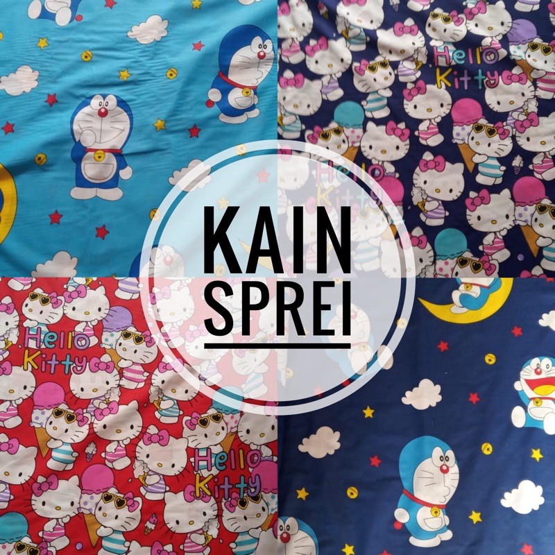Jual KAIN SPREI KATUN MOTIF KARTUN // Sprei doraemon // sprei hello ...