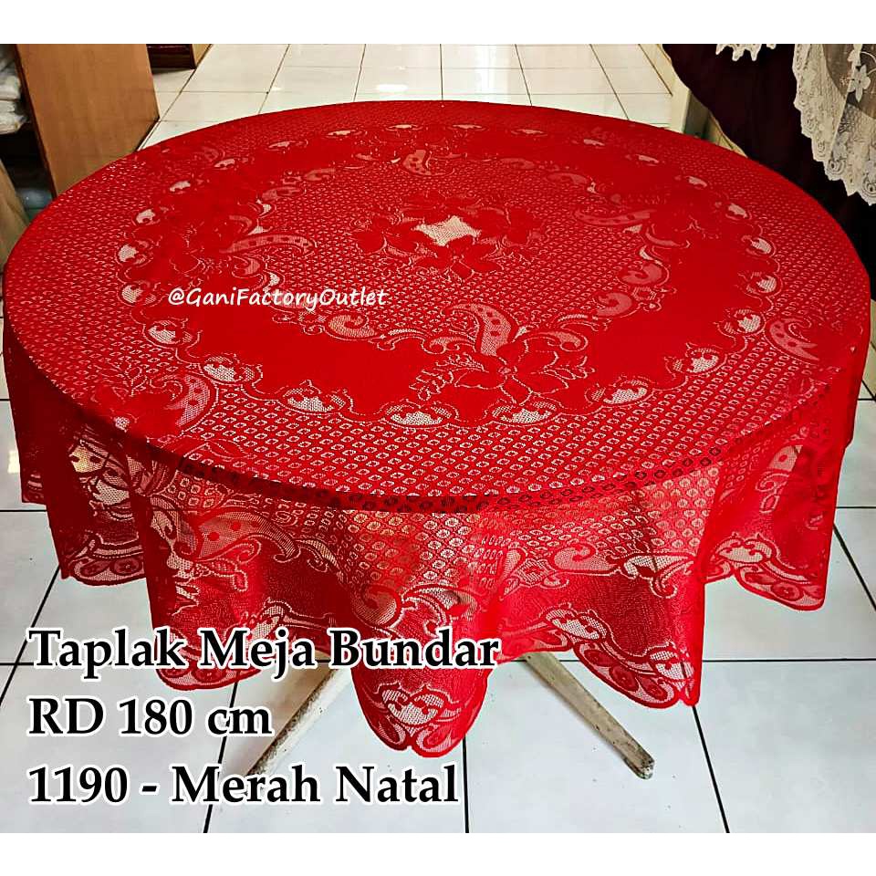 Jual SPESIAL MERAH NATAL Taplak Meja Tamu / Taplak Meja Makan Bundar 6 ...