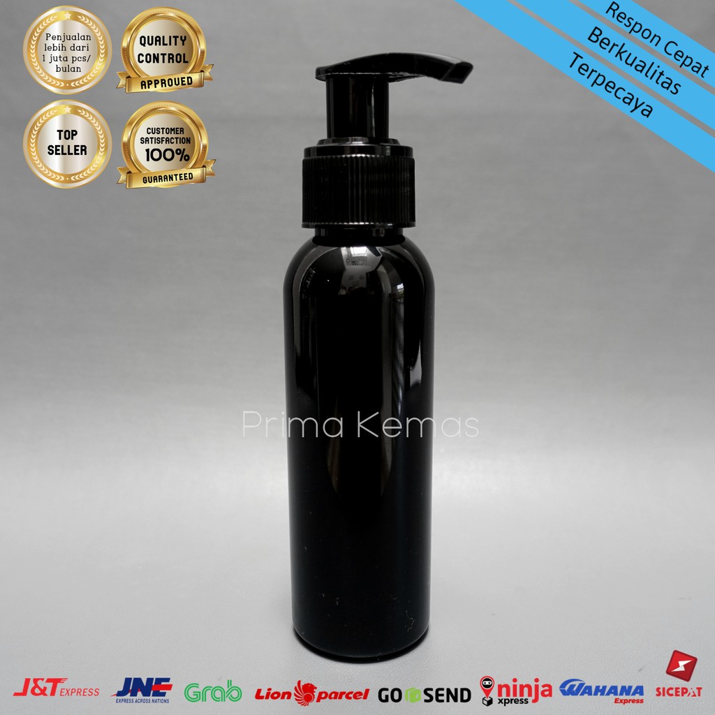 Jual Botol Pump Lotion 100 ml - botol kosmetik 100 ml - botol skincare Pet 100 ml Hitam Pump AG ...