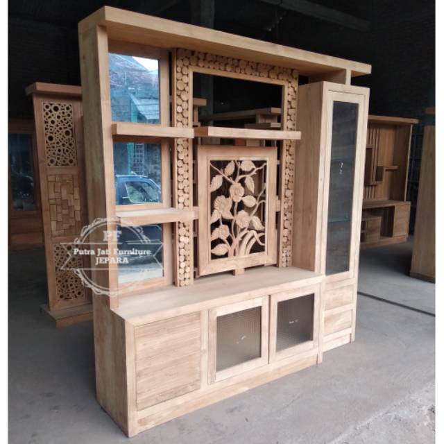 Jual Bufet Tv besar kayu jati - lemari partisi penyekat ruang minimalis ...