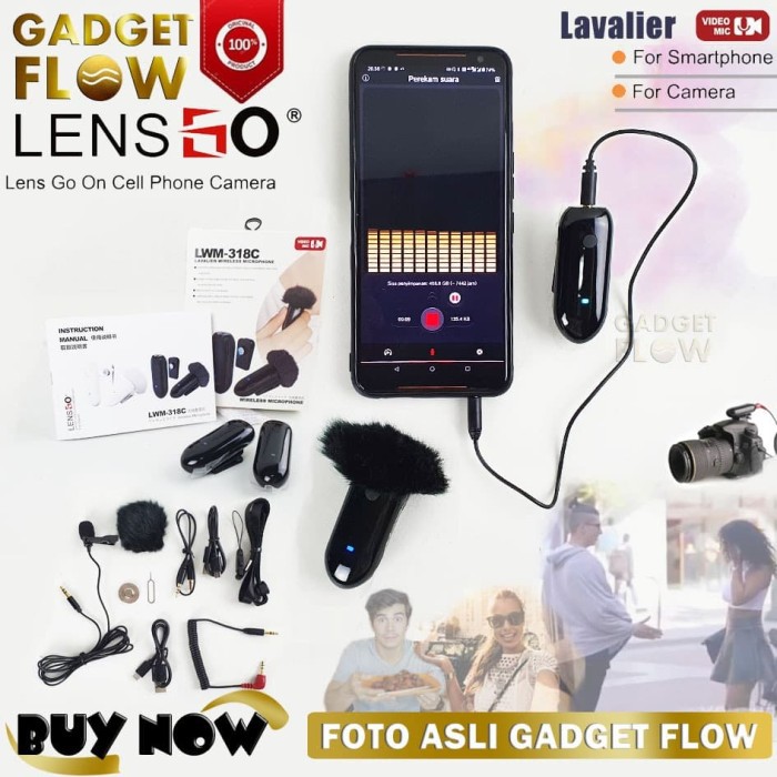 Jual Microphone Mic Clip Wireless LENS GO LWM-318C PRANK VLOG ...