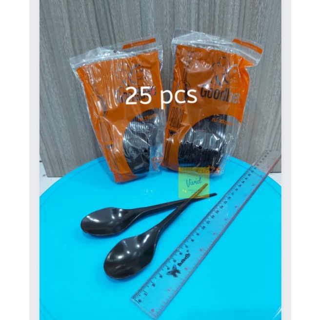 Jual Sendok SWAPI Hitam - Sendok Makan Plastik PREMIUM Goodbee (25 pcs ...