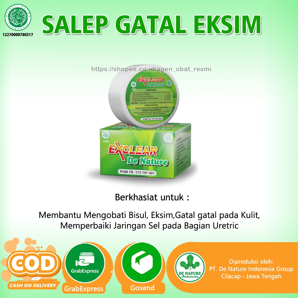Jual Salep Gatal Eksim Kering dan Basah Exclear De Nature OBAT SALEP ...
