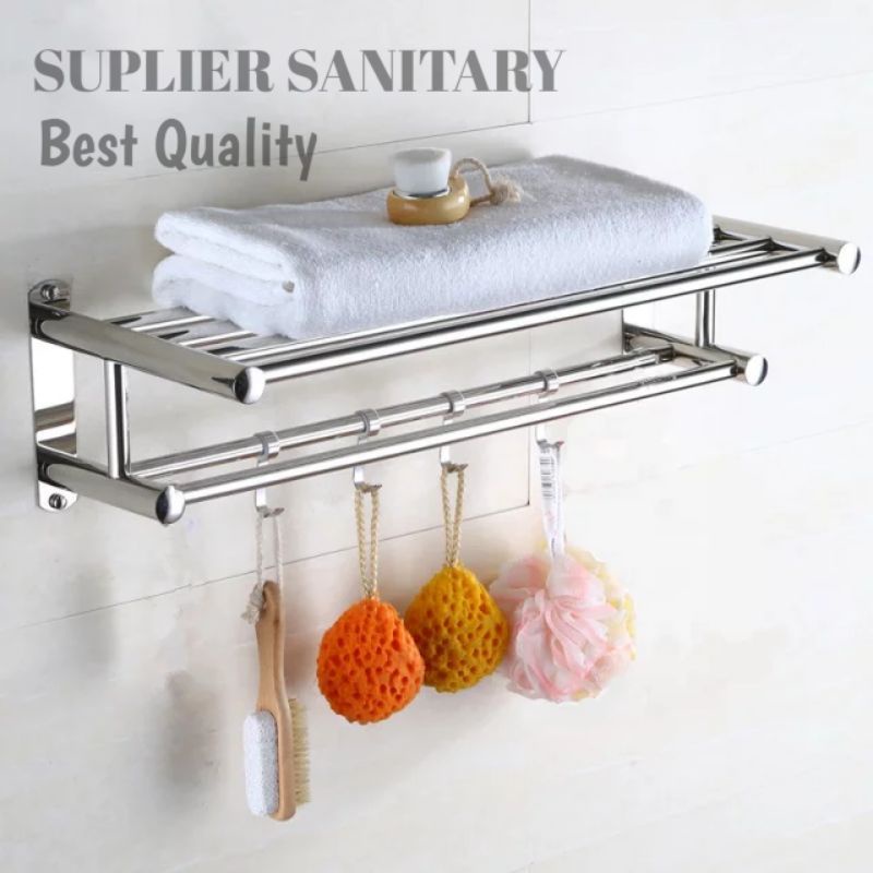 Jual RAK HANDUK 2 SUSUN STENLIES/RAK KAMAR MANDI/GANTUNGAN HANDUK ...