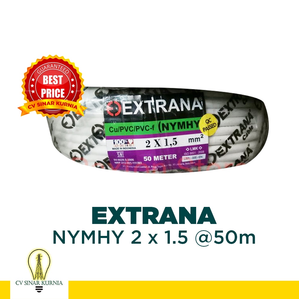Jual Kabel Listrik NYMHY 2x1,5mm 2x1.5 mm 50M EXTRANA|Kabel Serabut | SNI Original Asli | Shopee ...