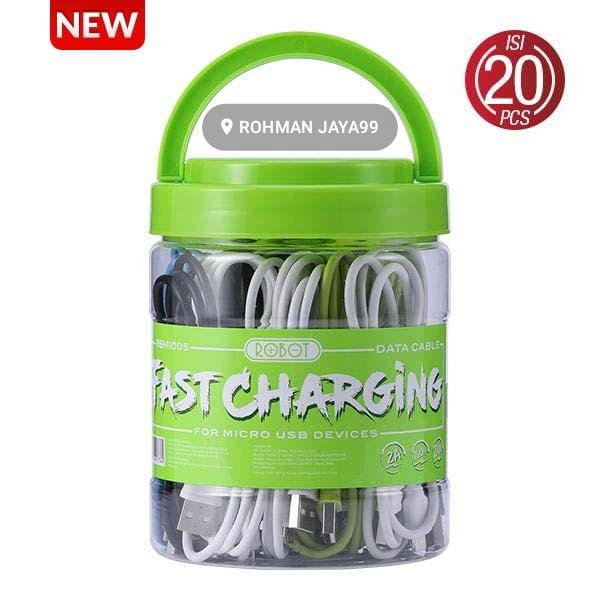 Jual 1 TOPLES KABEL DATA ROBOT RBM100S ISI 20 PCS DATA CABLE ORI MICRO USB SETOPLES TERLARIS ...