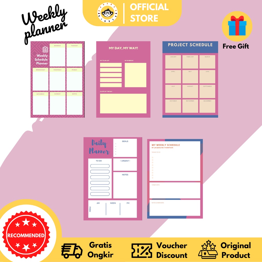 Jual Kertas Daily Weekly Planner Variasi Fuchia A5 & A6 | Shopee Indonesia
