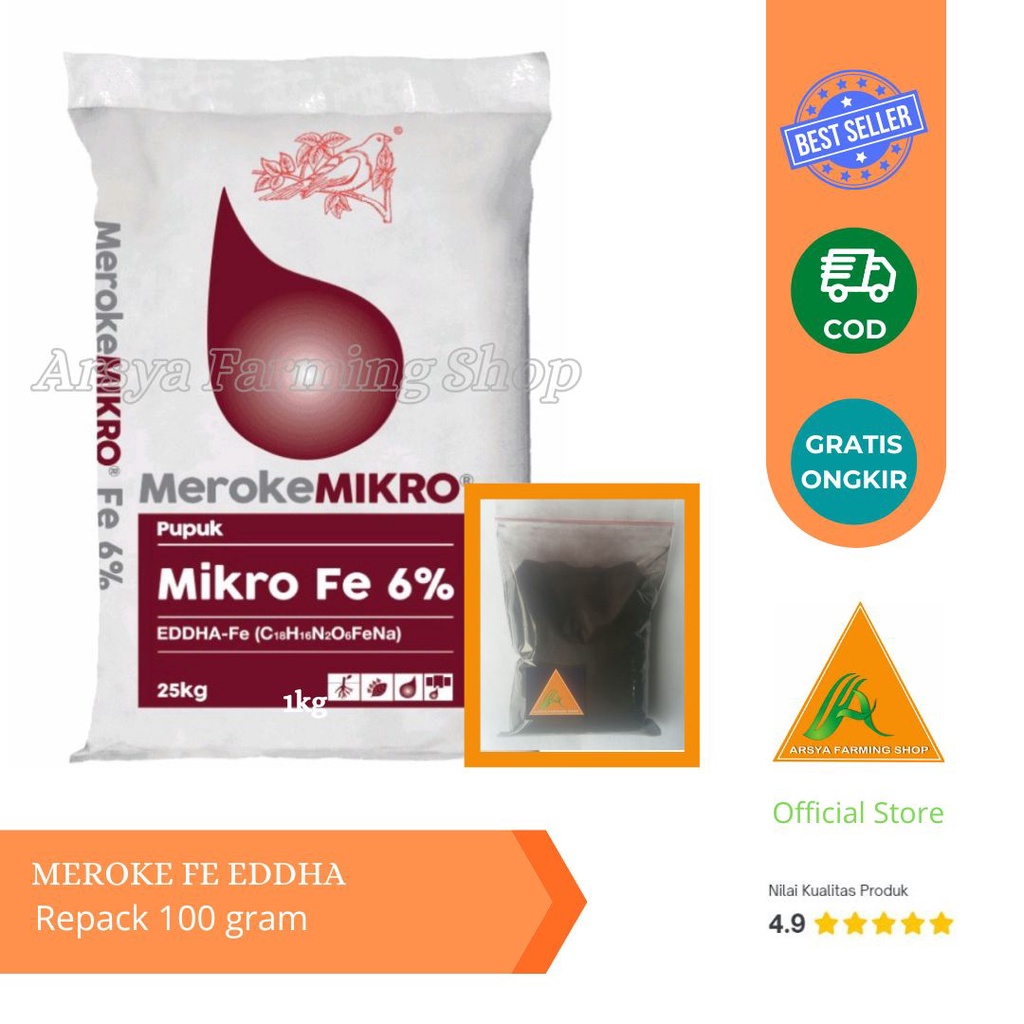 Jual Meroke Mikro Fe EDDHA 100 Gram Pupuk Mikro Besi | Shopee Indonesia