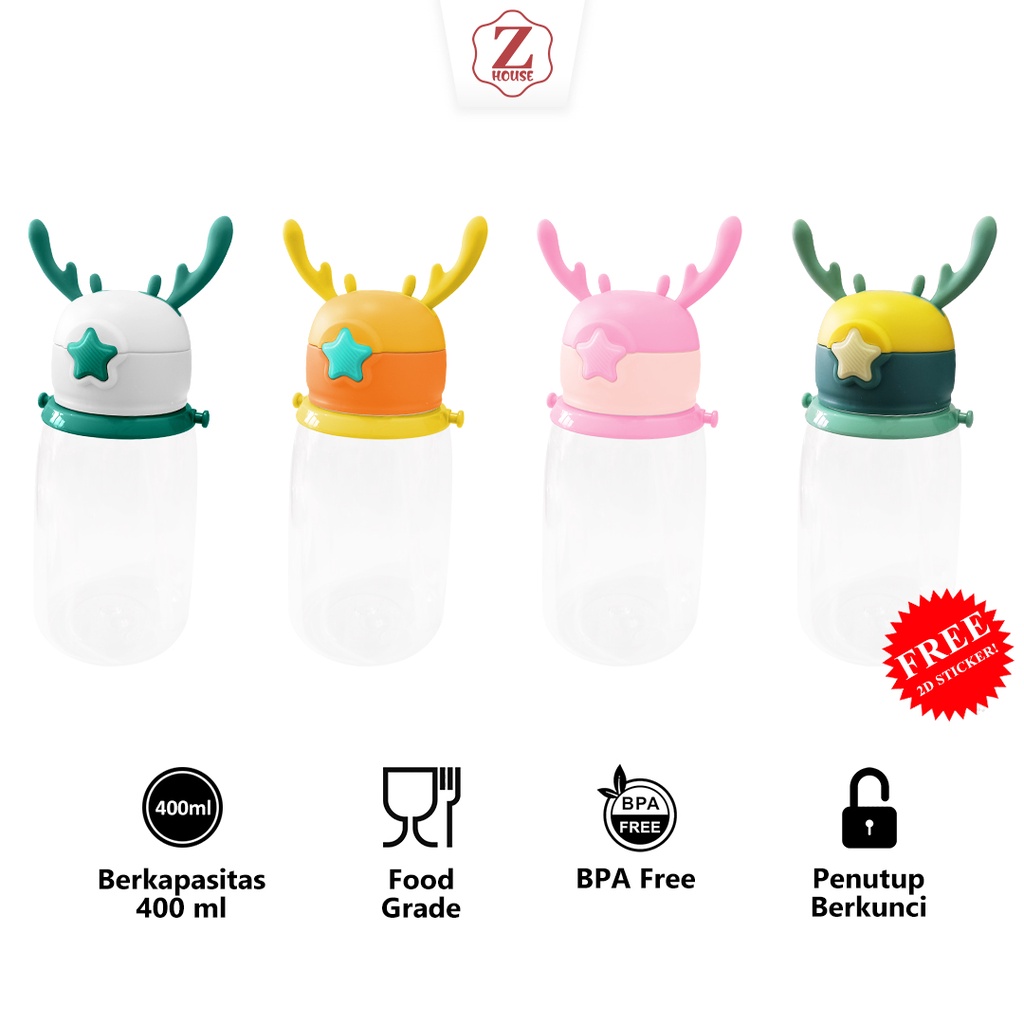 Jual COD BOTOL MINUM ANAK TANDUK RUSA BOTOL MINUM BOTOL BPA FREE BOTOL FREE STIKER 2 DIMENSI DAN ...