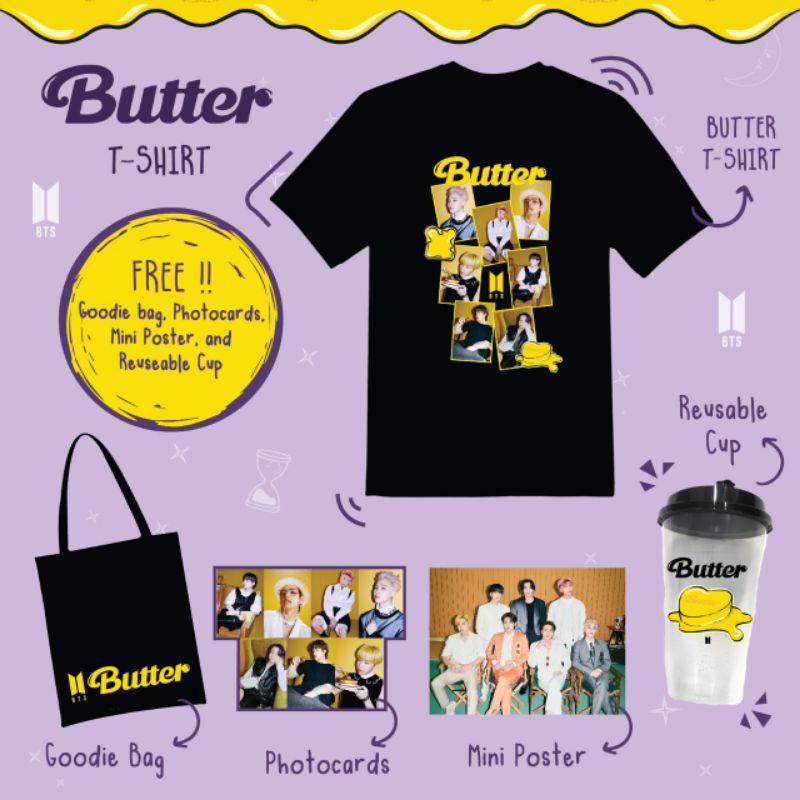Jual BTS Butter T-shirt kaos Kpop Fankit Set (+Freebies) | Shopee Indonesia