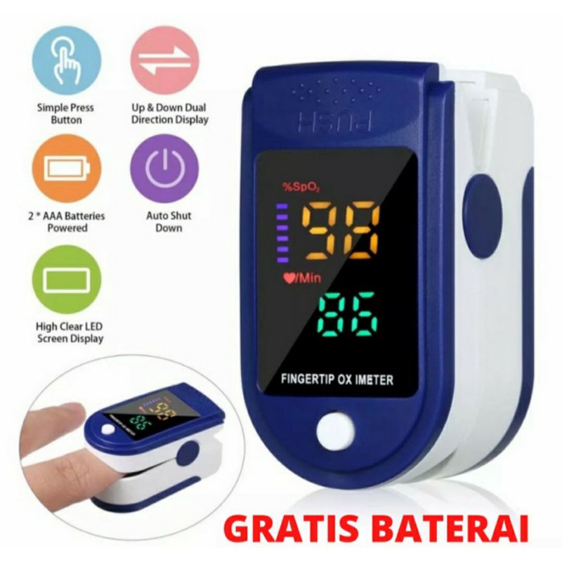 Jual oximeter oxymeter alat pengukur oksigen pulse fingertip alat cek ...