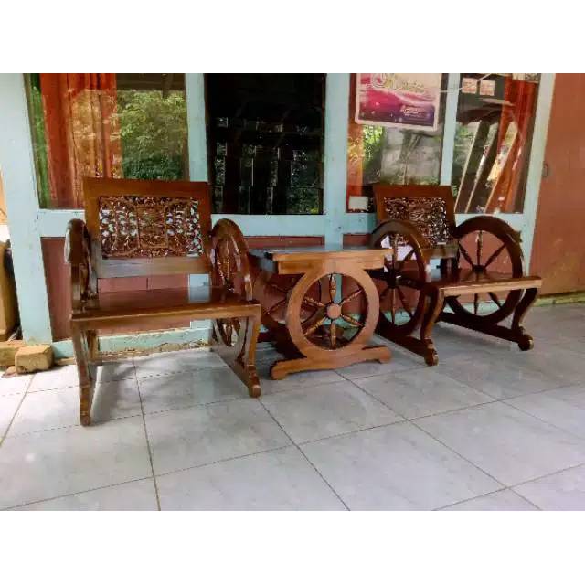 Jual Kursi Teras Roda Becak Kayu Jati Jepara | Shopee Indonesia