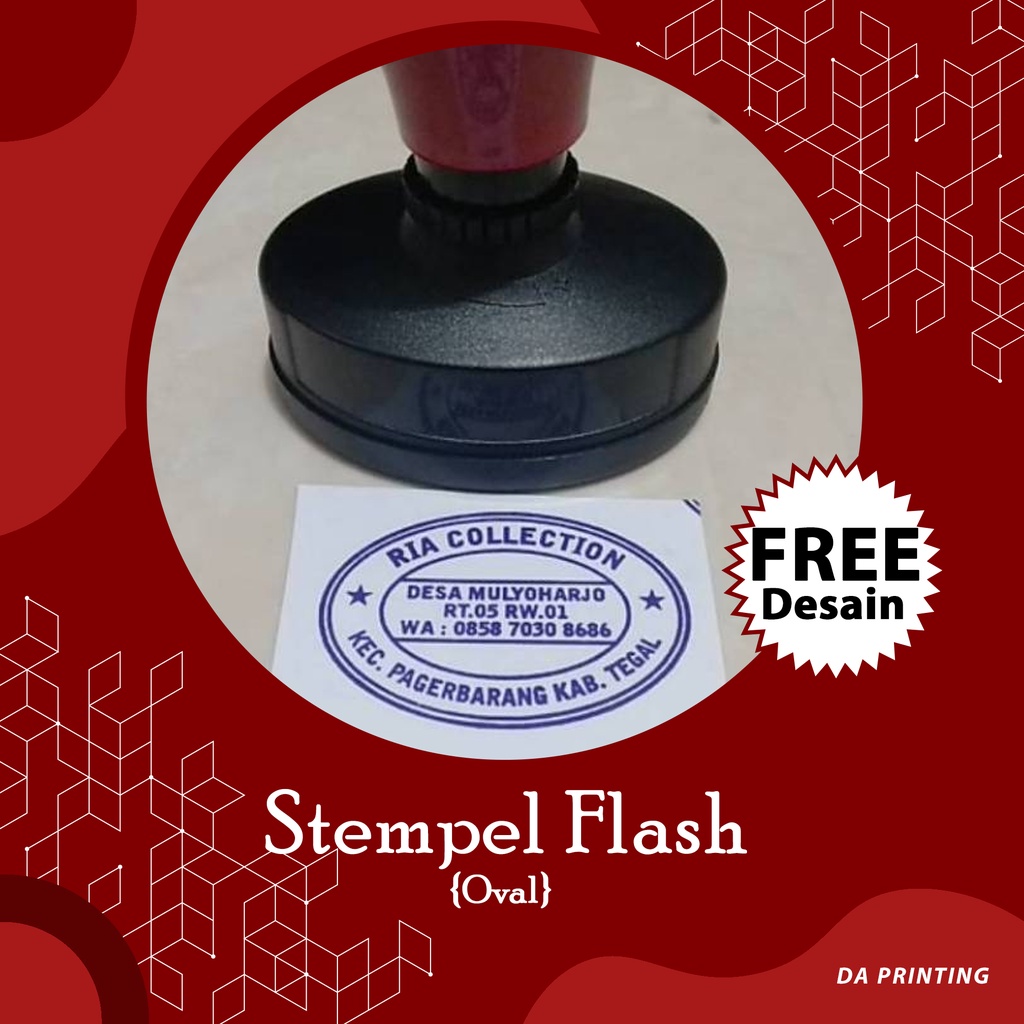 Jual [DA PRINTING] Stempel Flash Oval Custom 1 Warna/ Stempel Oval ...