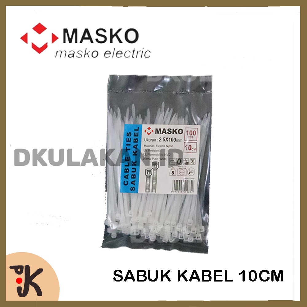 Jual CABLE TIES MASKO UKURAN 2.5 X 100MM WARNA PUTIH ATAU HITAM 10CM ...