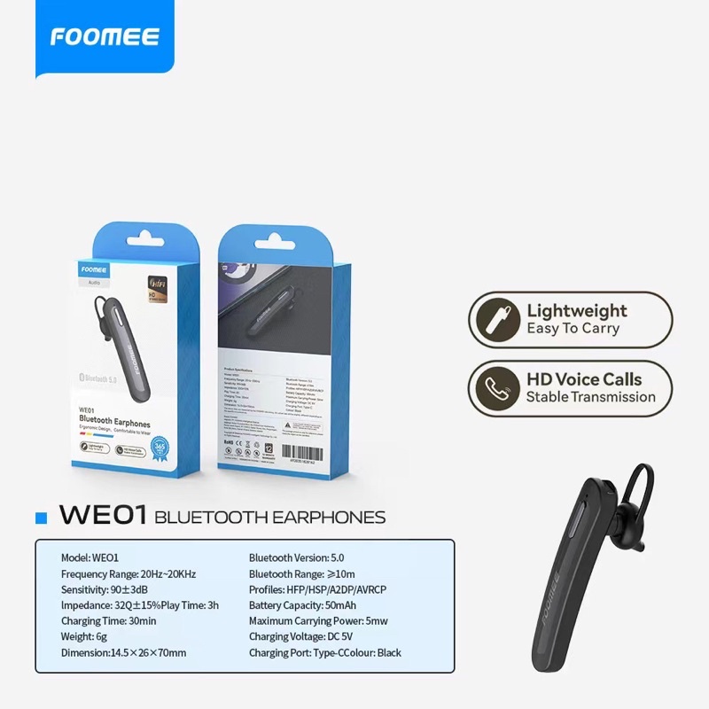Jual FOOMEE WE01 BLUETOOTH EARPHONES / Headset Bluetooth FOOMEE WE01 ...
