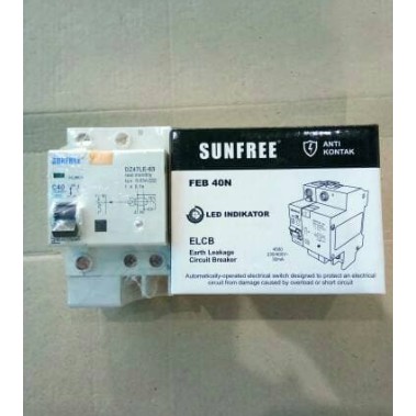 Jual Anti Kontak ELCB 40 A Sunfree FEB 40N disertai Led indikator ( SNI ) | Shopee Indonesia