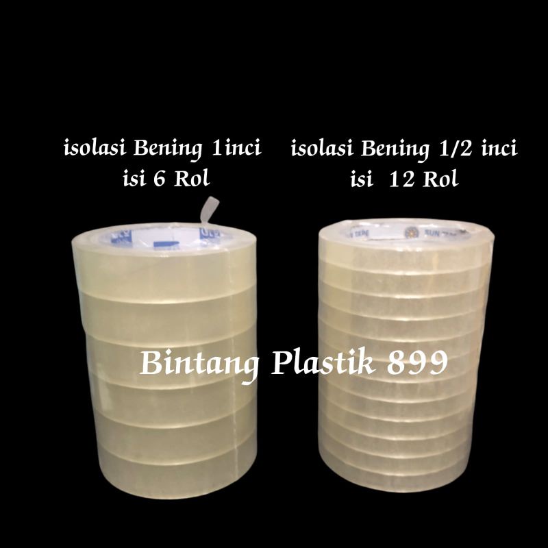 Jual Isolasi Bening uk 1/2inchi 72 yrd (isi12pcs)1 inchi 72 yrd (isi 6 ...