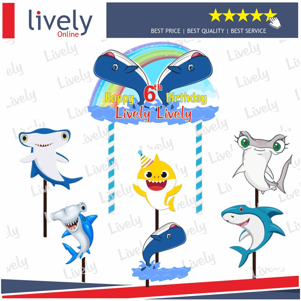 Jual CUSTOM NAMA CAKE TOPPER KARAKTER HIU HAMMERHEAD SHARK HIASAN KUE ...