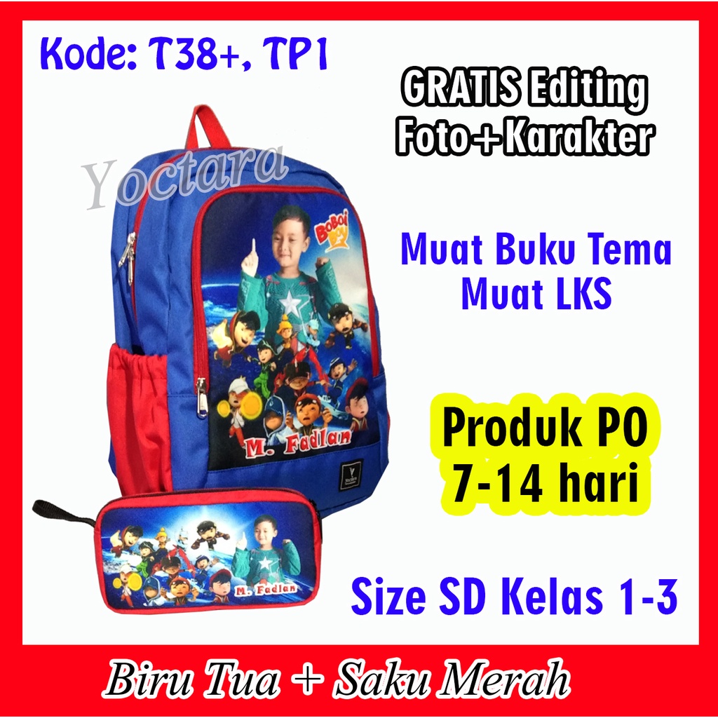 Jual YOCTARA T38+ TP1 | Paket Tas dan Tempat Pensil Pakai Foto Nama dan ...